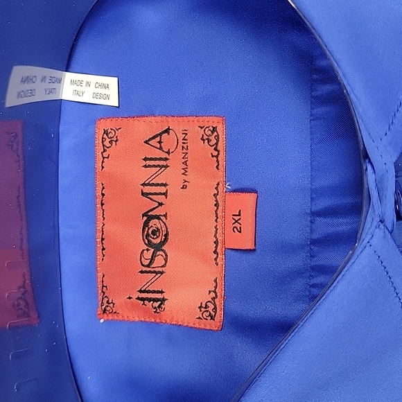 INSOMNIA | Shirts | Insomnia By Manzini 0 Satin Blue Ruffled Tuxedo ...